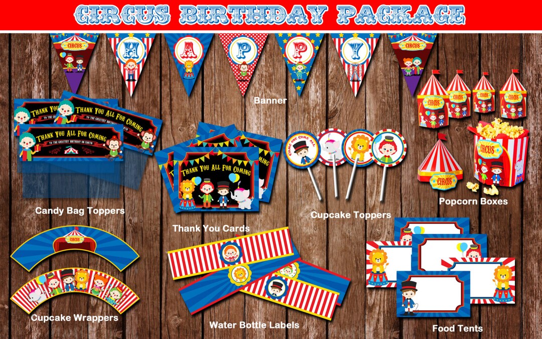 Circus Birthday Theme Party Supplies/ Digial Listing/ Instant Download ...