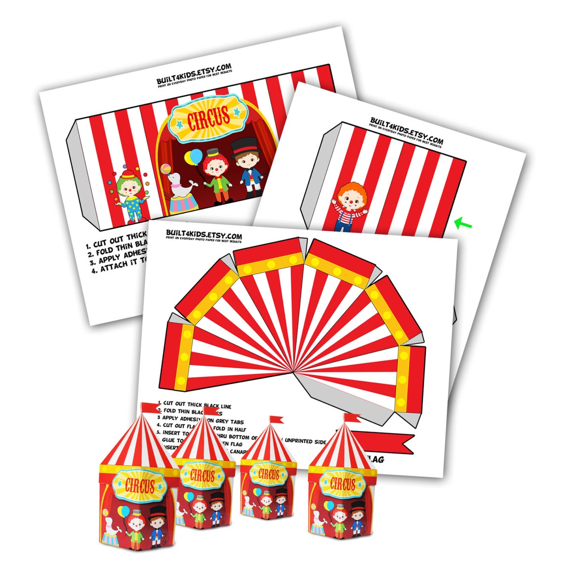 Circus Themed Party/ Favor Popcorn Boxes / DIY/ Instant Download/ Party ...