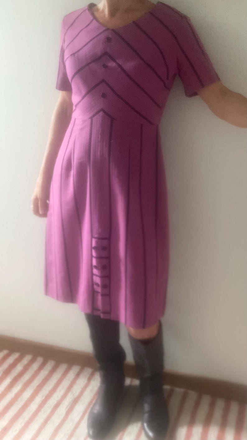 1960s Bespoke French Style Dress* Preppy * School Teacher * Stripes ...