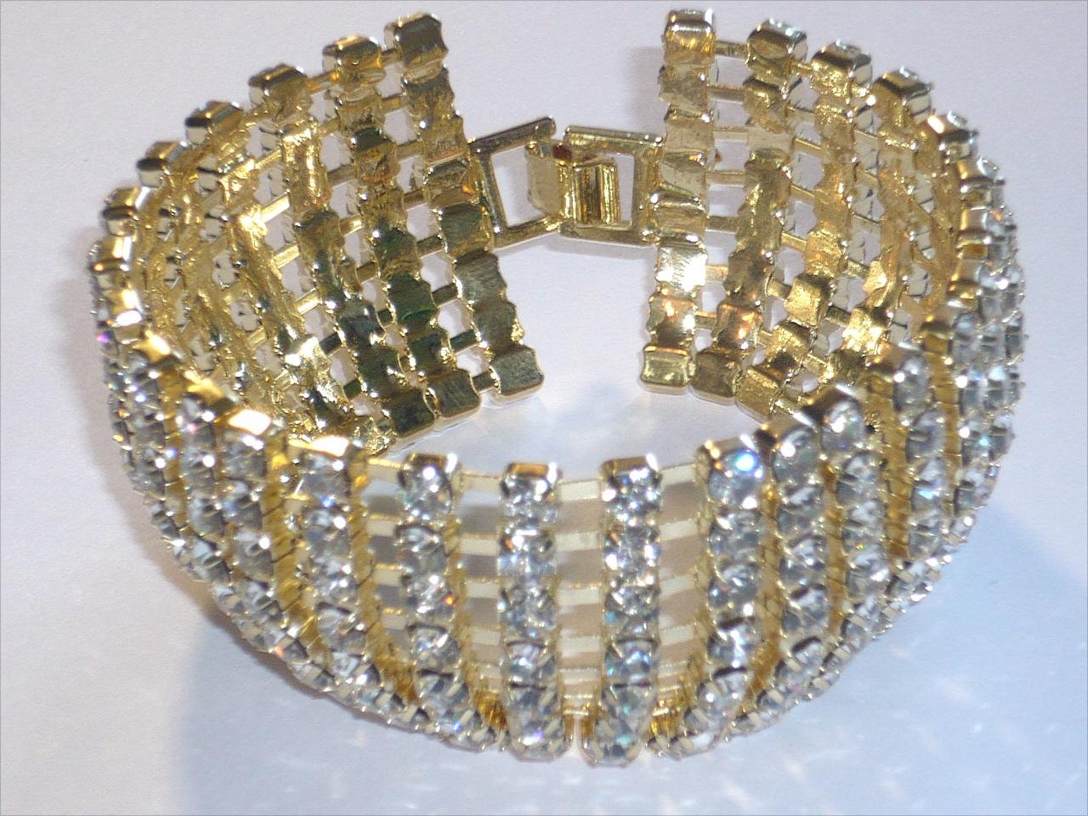 Rhinestone Bracelet Drag Queen Dancer Pageant 8 Row Gold Pt. - Etsy