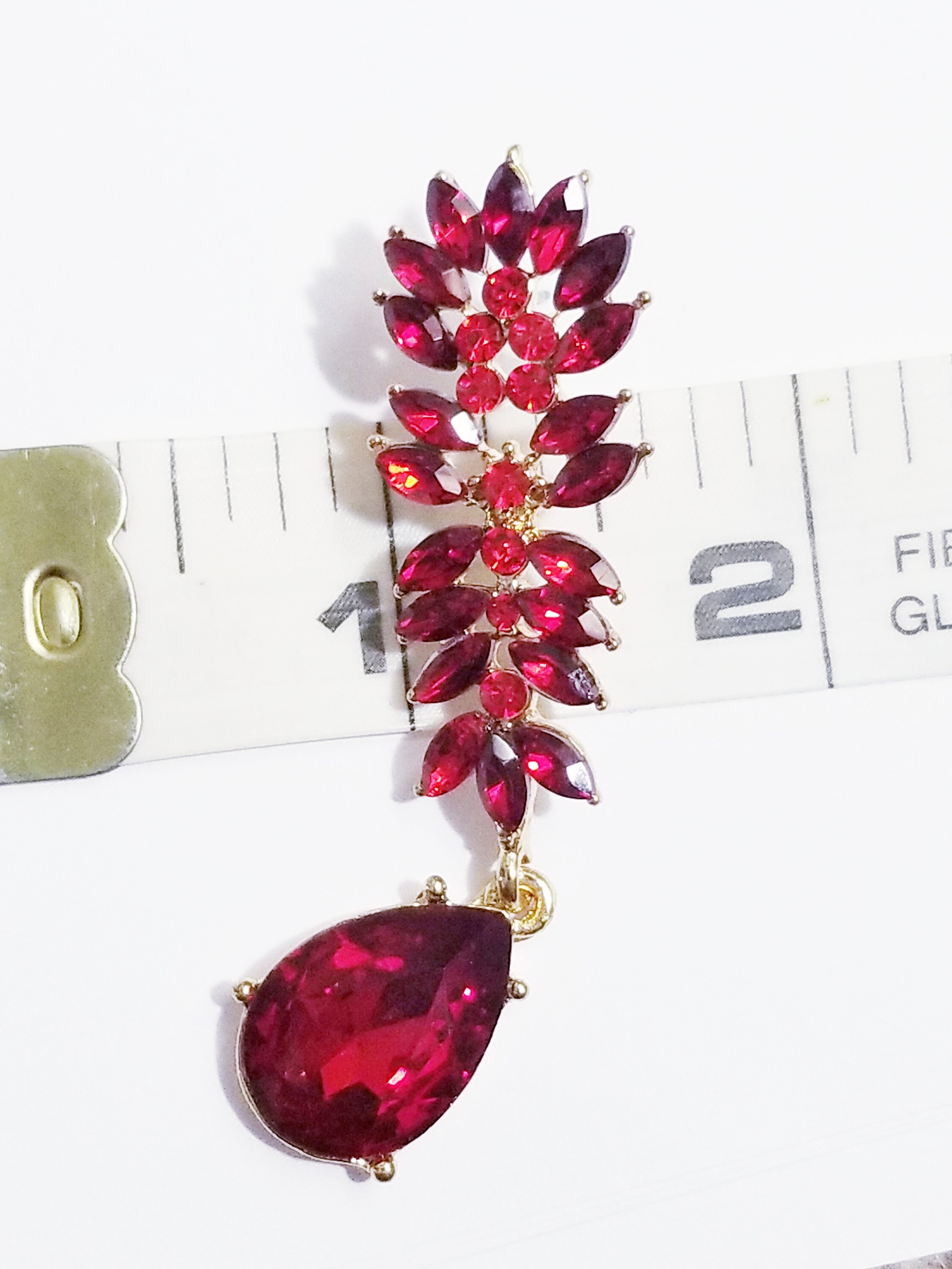 Red Drop Pageant Earrings Rhinestone Chandelier Prom | Etsy