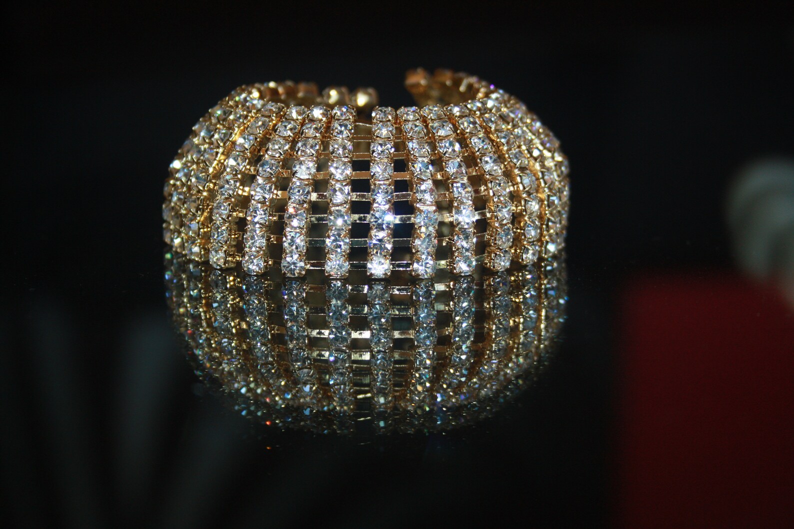 Rhinestone Bracelet Drag Queen Dancer Pageant 8 Row Gold Pt. - Etsy