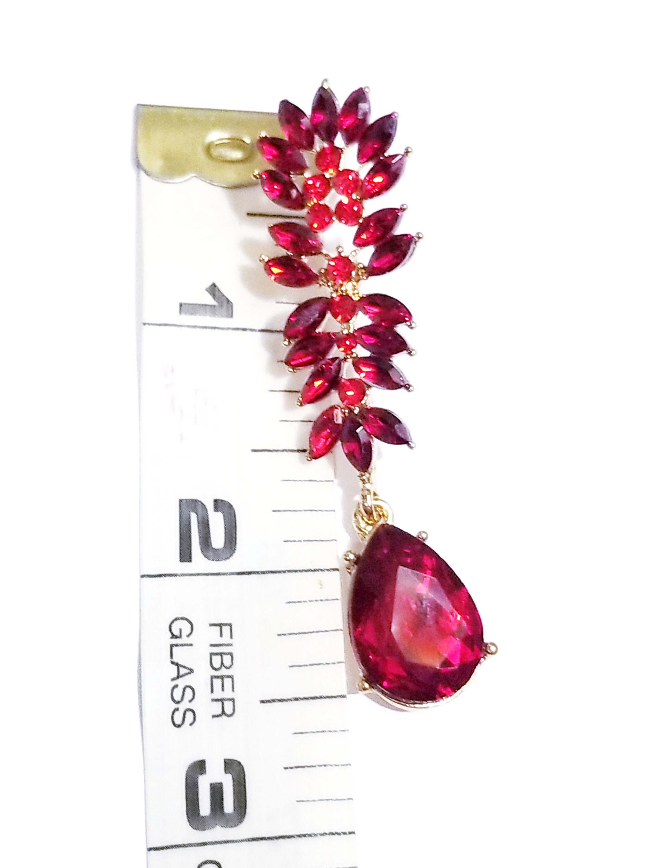 Red Drop Pageant Earrings Rhinestone Chandelier Prom | Etsy