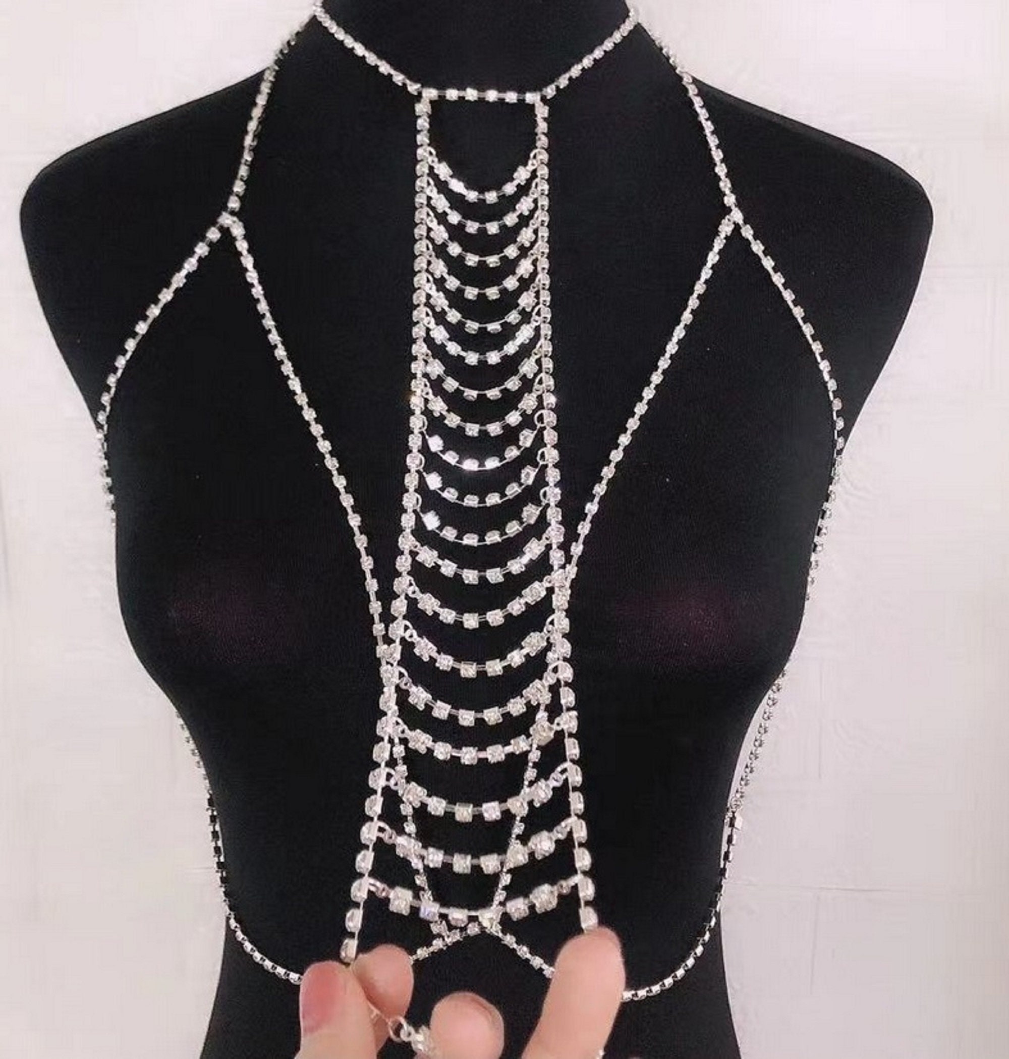Rhinestone Body Chain Crystal Bra Body Jewelry Beach or | Etsy