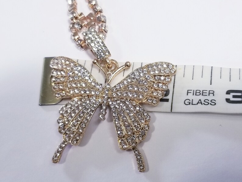Iced Out Bling Butterfly Rhinestone Necklace Hip Hop Jewelry | Etsy