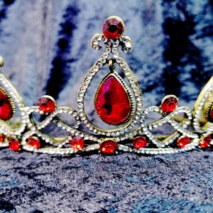 Rhinestone Crystal Tiara, Red Crown Tiara, Statement Pageant Jewelry ...