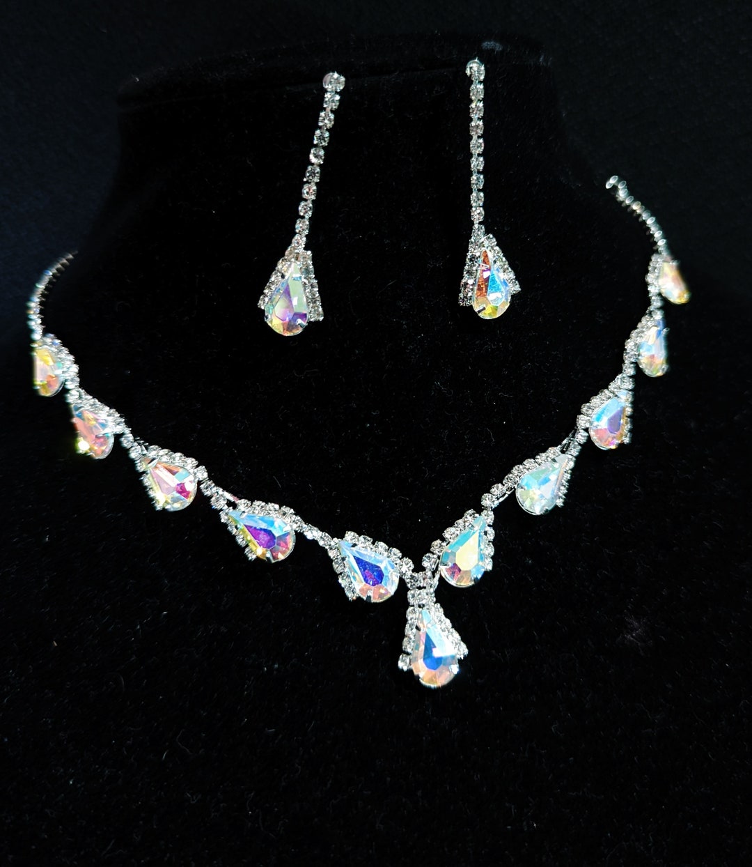 AB Rhinestone Necklace, Ballroom Crystal Necklace, Bridal Pageant ...