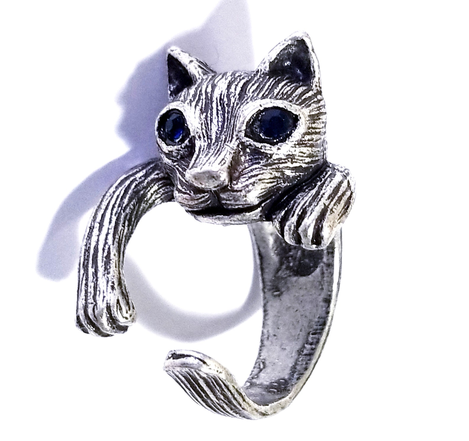 Silver Cat Ring Cat Lover Jewelry Adjustable Kitten Ring - Etsy
