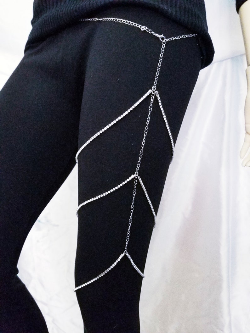 Crystal Leg Chain Rhinestone Body Jewelry Beach Pageant Etsy