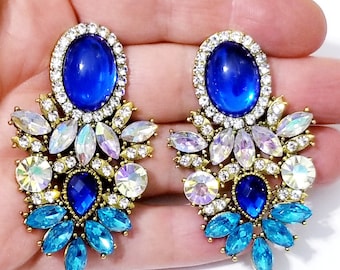 Royal Blue Prom Earrings - Etsy