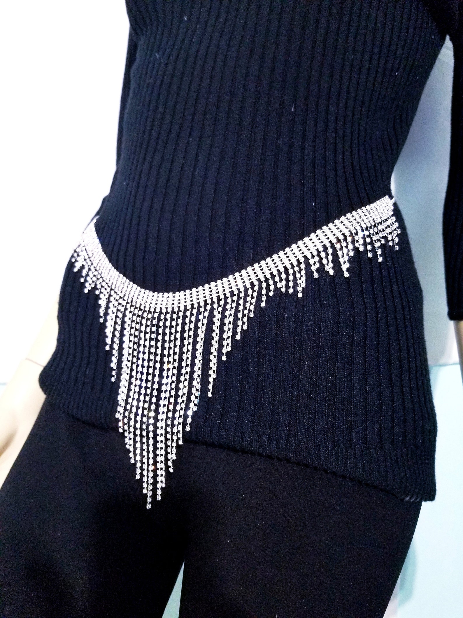 Rhinestone Body Jewelry Belly Waist Chain Crystal Beach - Etsy