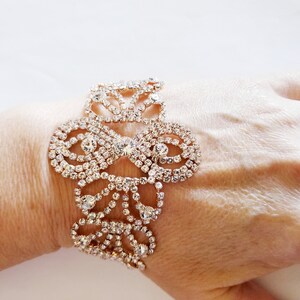 Rhinestone Crystal Bracelet, Bridal Pageant Bracelet, Bridesmaid Stage ...