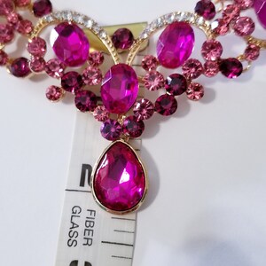 Pink Statement Necklace, Rhinestone Necklace Set, Crystal Pageant ...