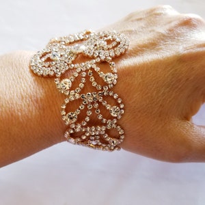 Rhinestone Crystal Bracelet, Bridal Pageant Bracelet, Bridesmaid Stage ...