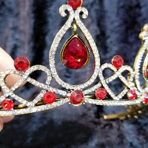 Rhinestone Crystal Tiara, Red Crown Tiara, Statement Pageant Jewelry ...