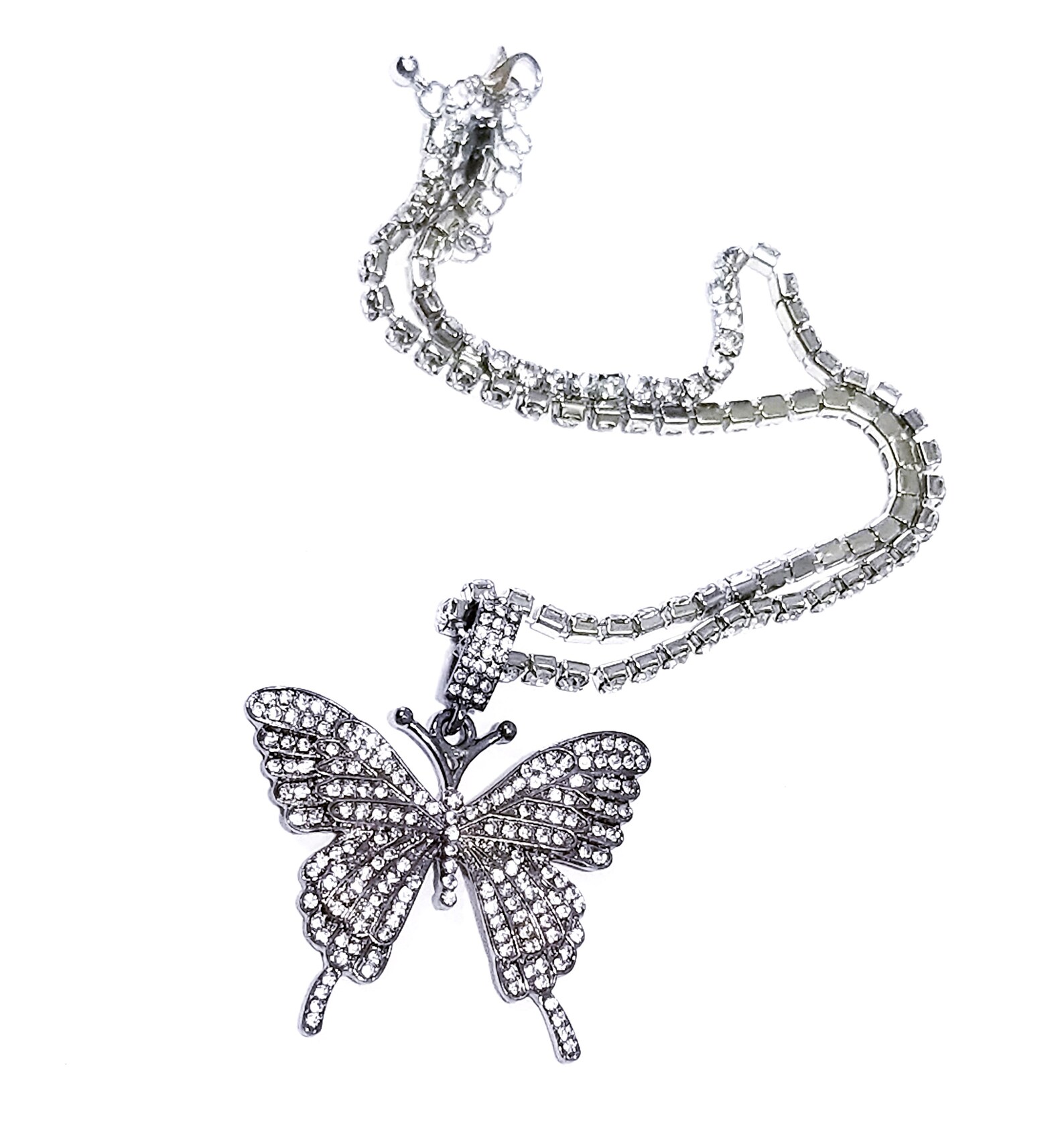 Iced Out Bling Butterfly Rhinestone Necklace Hip Hop Jewelry | Etsy