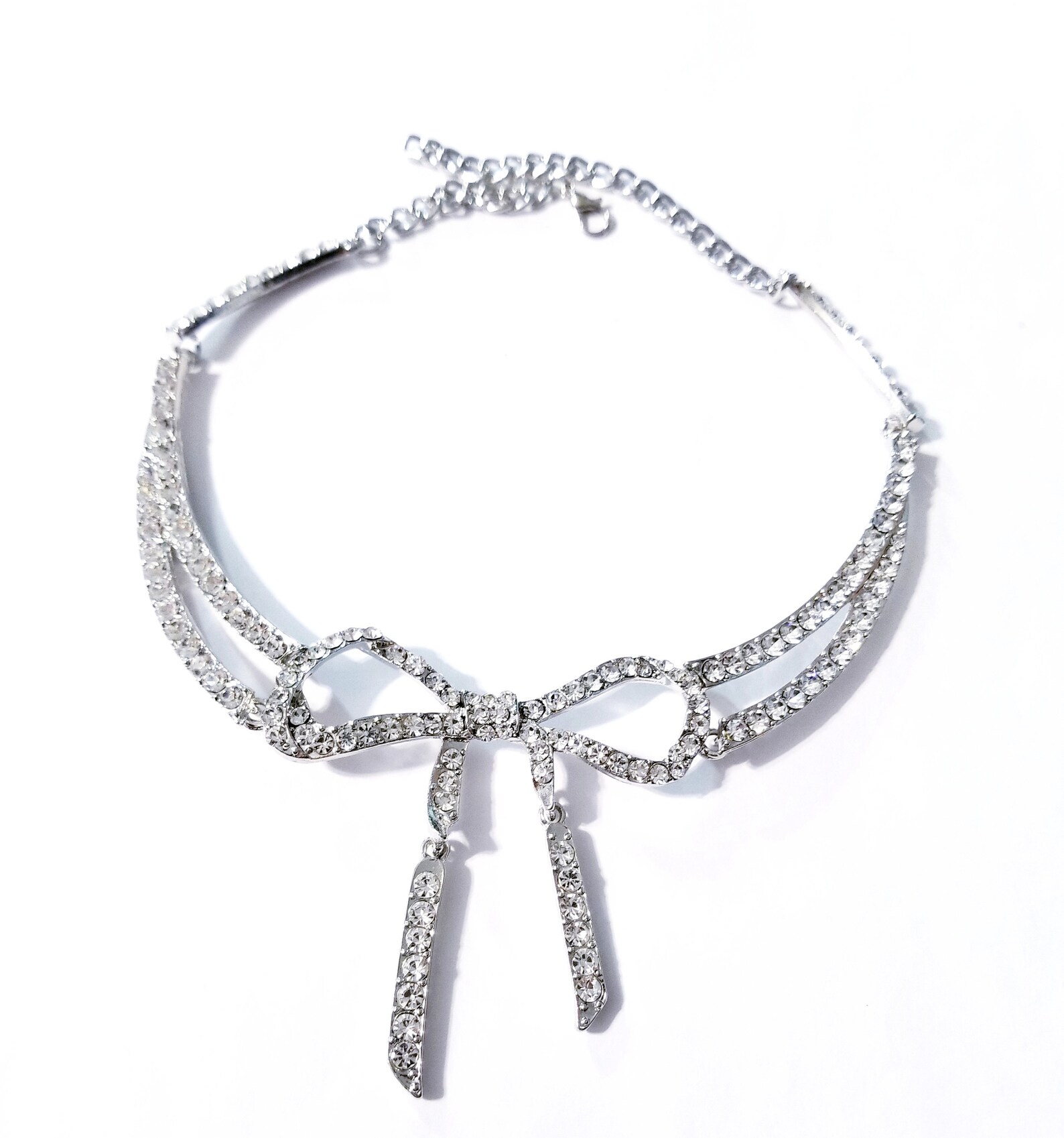 Clear Bow Tie Necklace Rhinestone Statement Necklace | Etsy