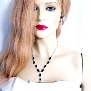 Black Rhinestone Necklace, Crystal Necklace Set, Bridal Pageant Choker ...