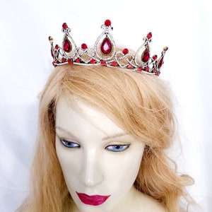 Rhinestone Crystal Tiara, Red Crown Tiara, Statement Pageant Jewelry ...