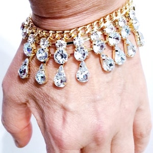 Rhinestone Bridal Bracelet, Large Drag Jewelry, Statement Dangle ...