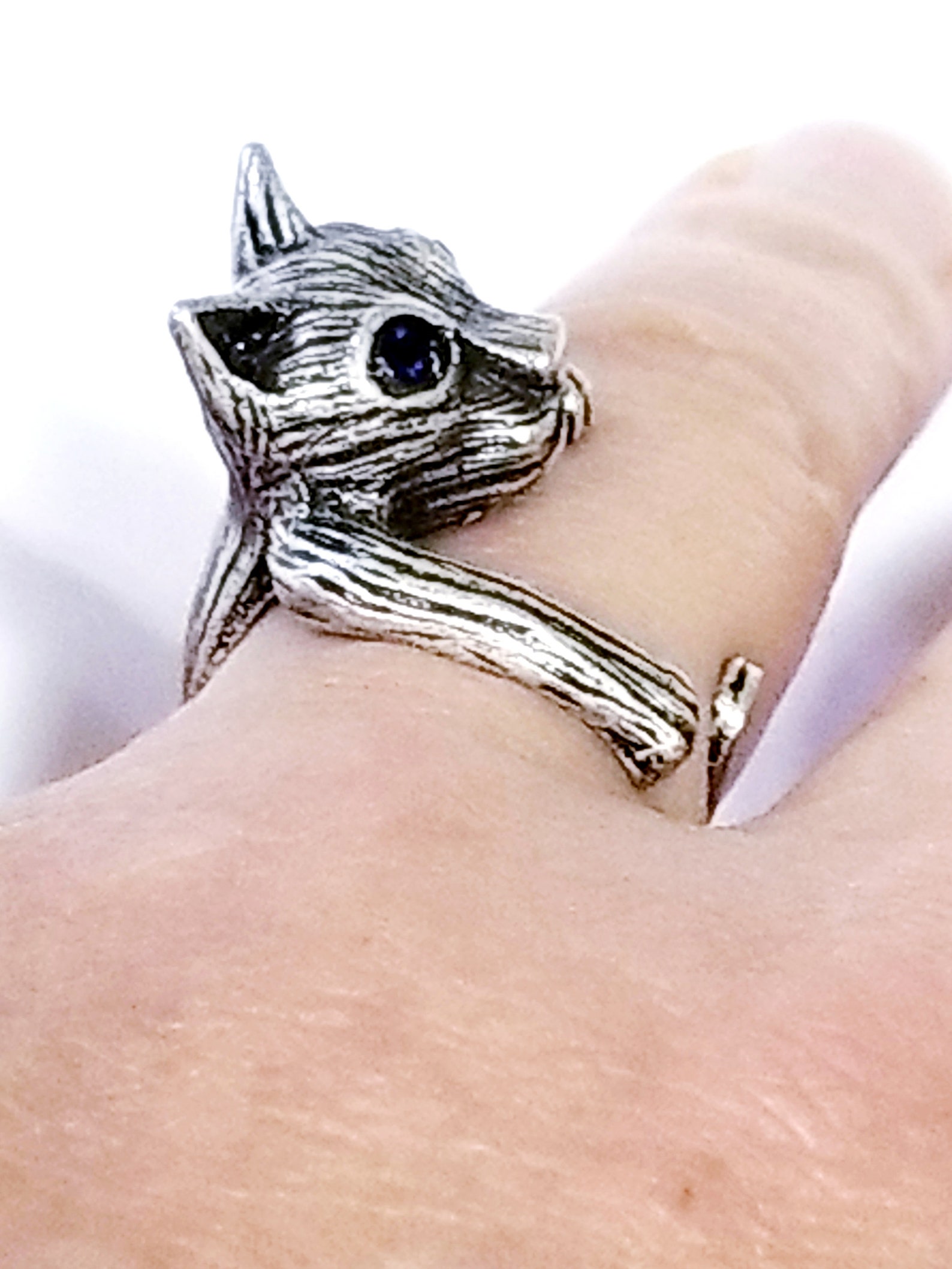 Silver Cat Ring Cat Lover Jewelry Adjustable Kitten Ring | Etsy