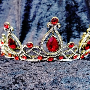 Rhinestone Crystal Tiara, Red Crown Tiara, Statement Pageant Jewelry ...