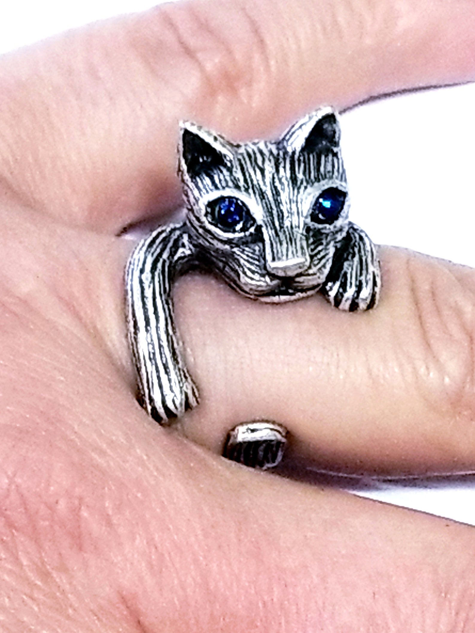 Silver Cat Ring Cat Lover Jewelry Adjustable Kitten Ring - Etsy