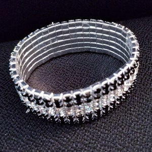 Rhinestone Bracelet Stretch, Black 6 Row Bracelet, Crystal Pageant Prom ...