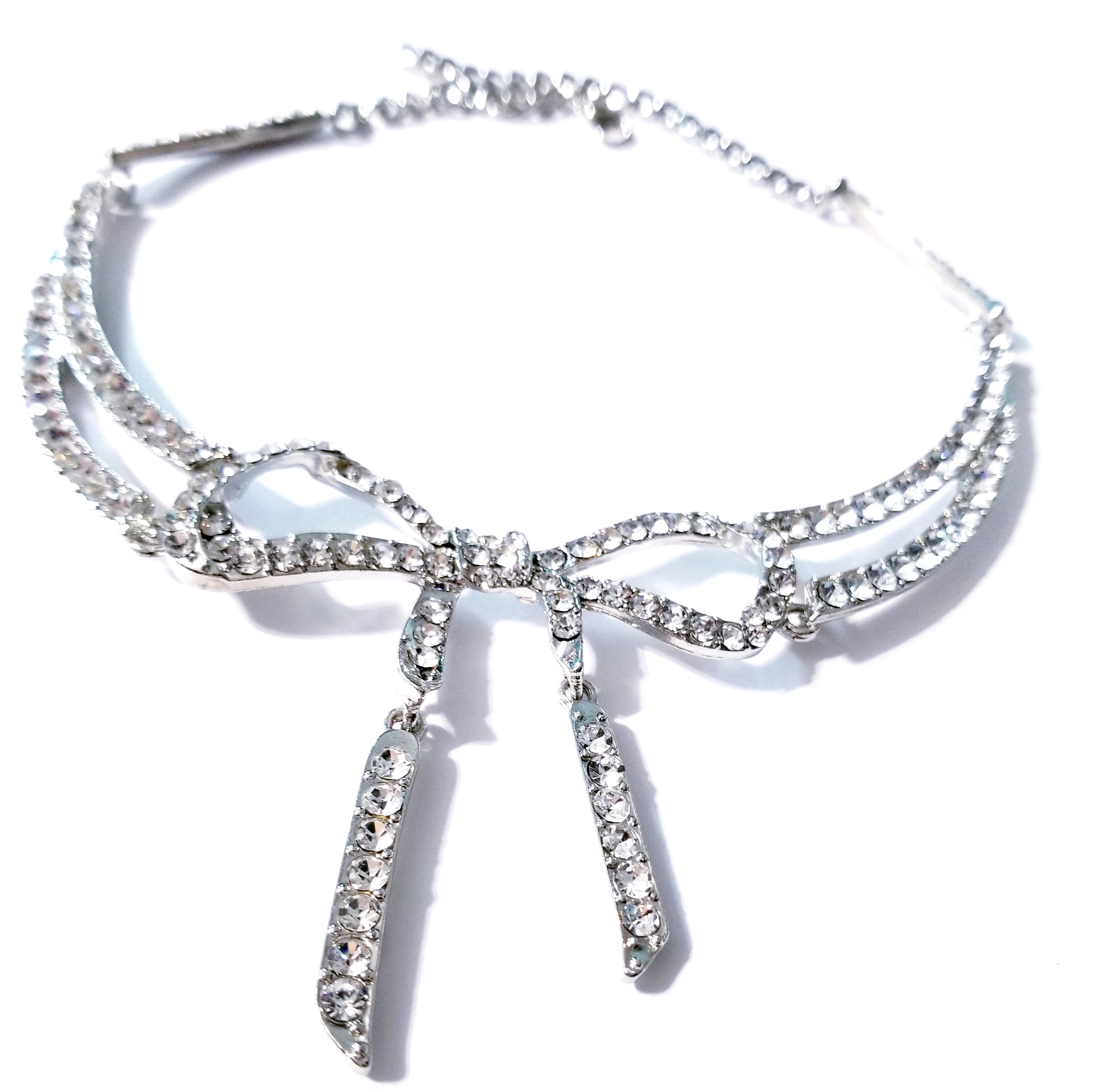 Clear Bow Tie Necklace Rhinestone Statement Necklace | Etsy