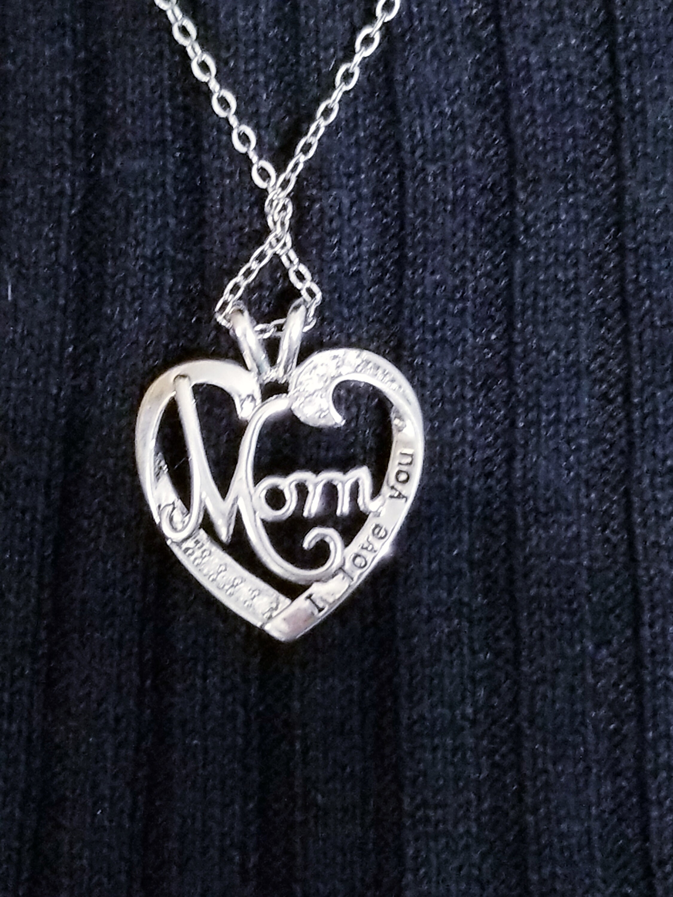 Love Mom Necklace Charm Pendant Necklace Silver Heart | Etsy