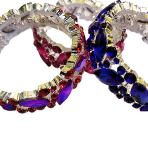 Rhinestone Stretch Bracelet, Colorful Crystal Pageant Jewelry, Bridal ...