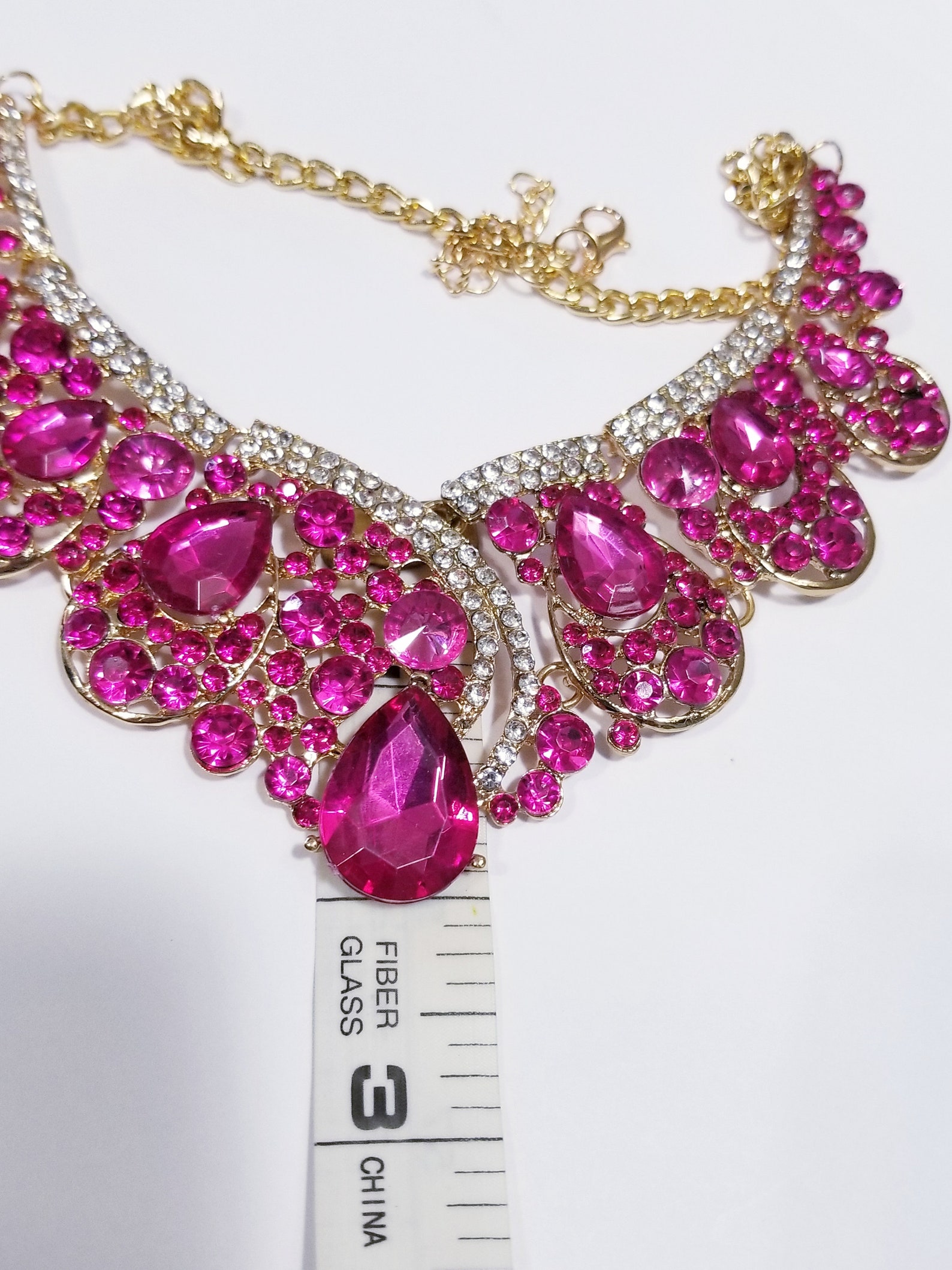 Red Statement Necklace Rhinestone Necklace Set Bridal - Etsy