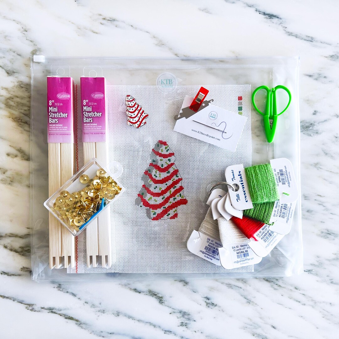 Christmas Tree Cake Needlepoint Kit Needle Minder Stretcher Bars W ...