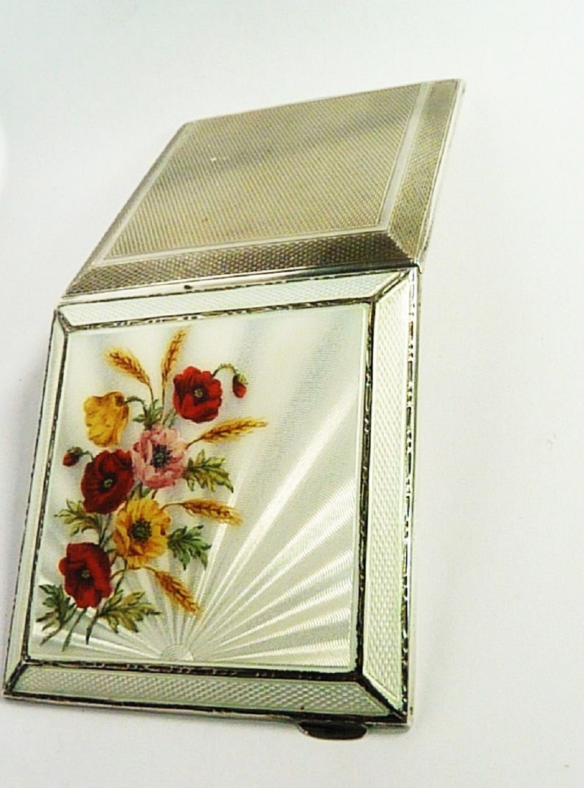 Art Deco Sterling Silver And Guilloche Enamel Compact Mirror | Etsy