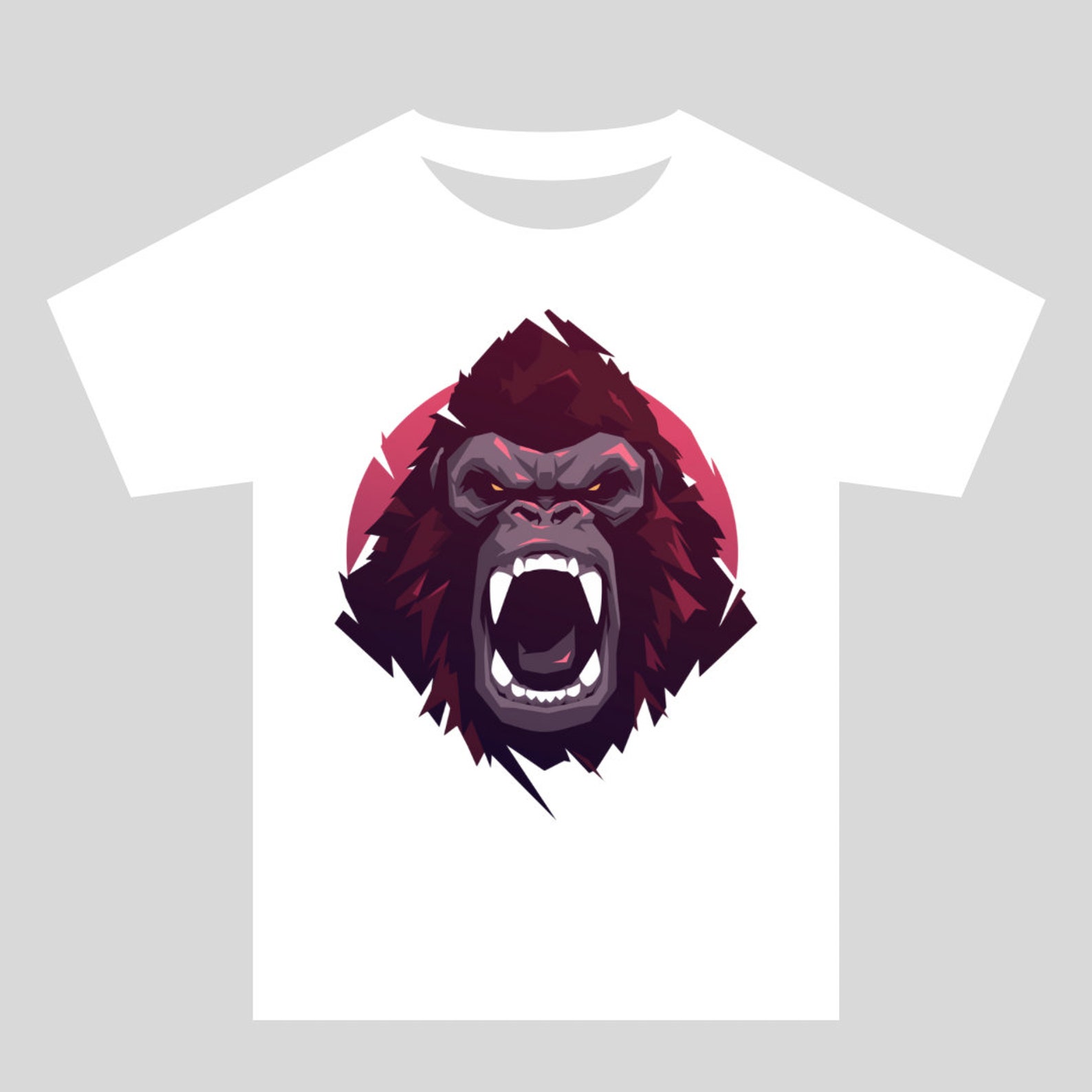 King Kongs Angry Face, Cool Vibe in Burgundy Shades T-shirt Design for ...