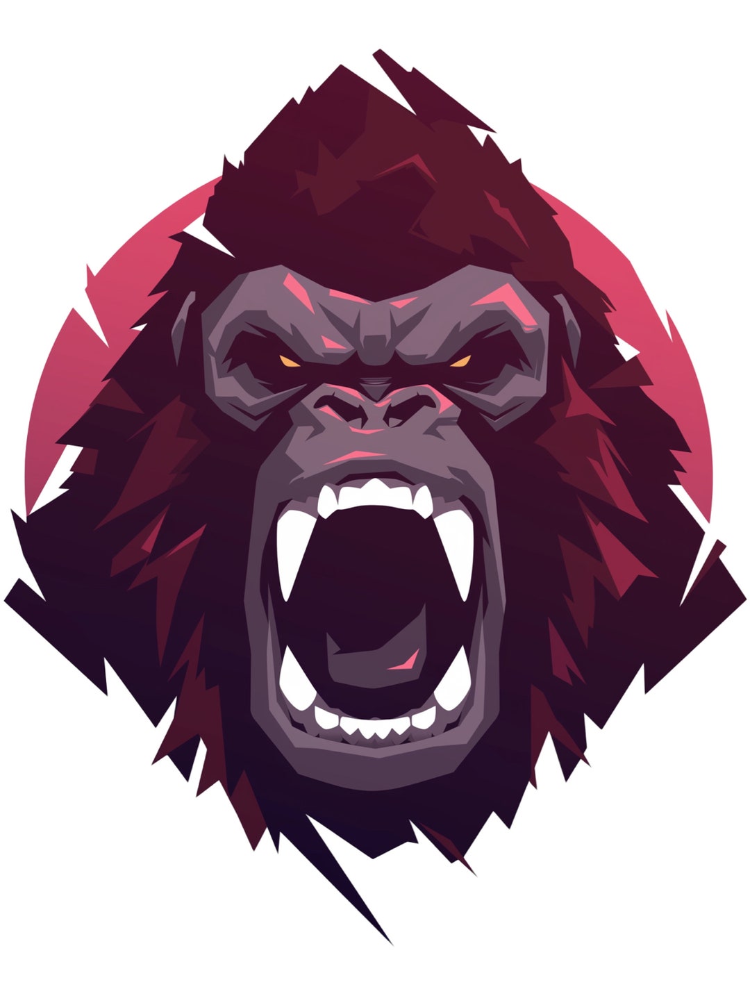 King Kongs Angry Face, Cool Vibe in Burgundy Shades T-shirt Design for ...