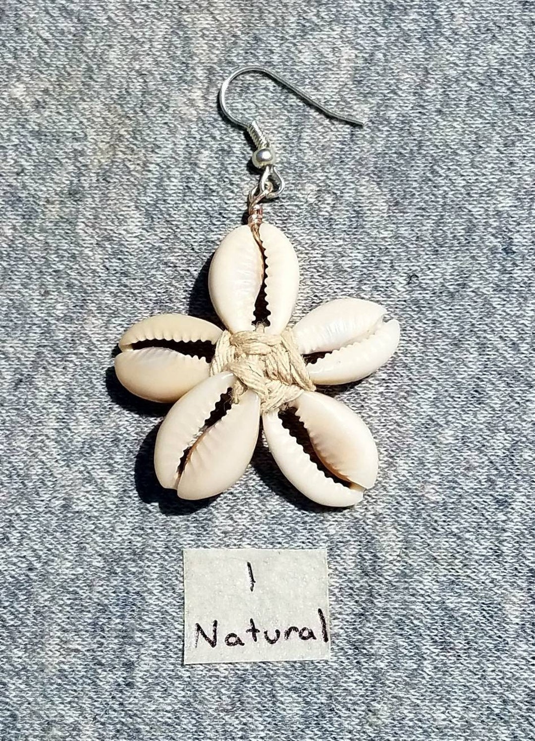 Hemp Cowrie Shell Flower Earrings With Sterling Silver Hooks - Etsy