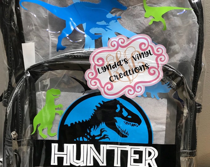 Personalized Clear Backpack - Dinosaur - Etsy