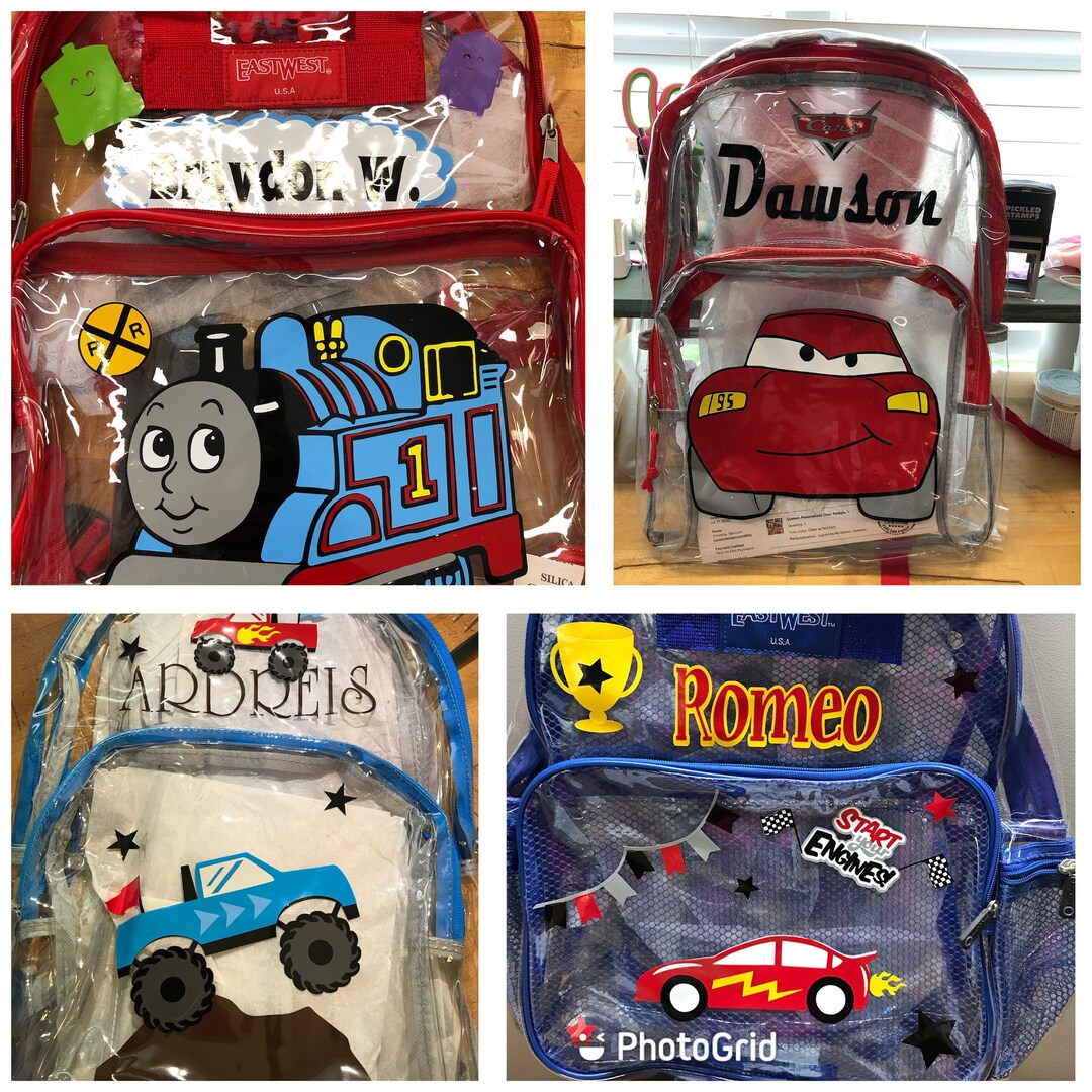 Vehicle Personalized Clear Backpack || Monster Truck || Race Car ...
