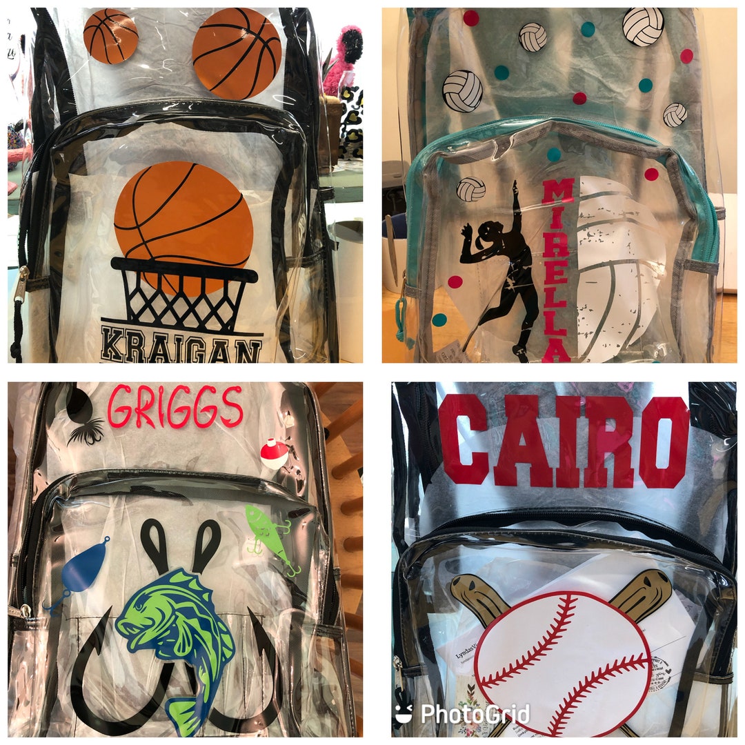 Sports Personalized Clear Backpack || Fishing || Basketball || Baseball ...