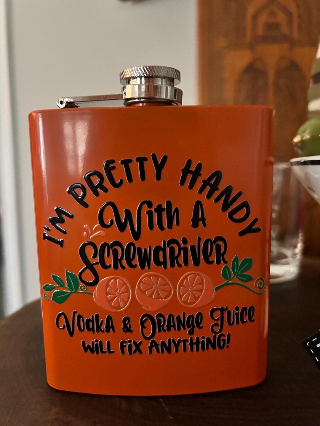 I'm Pretty Handy With a Screwdriver//stainless Steel Orange Flask - Etsy