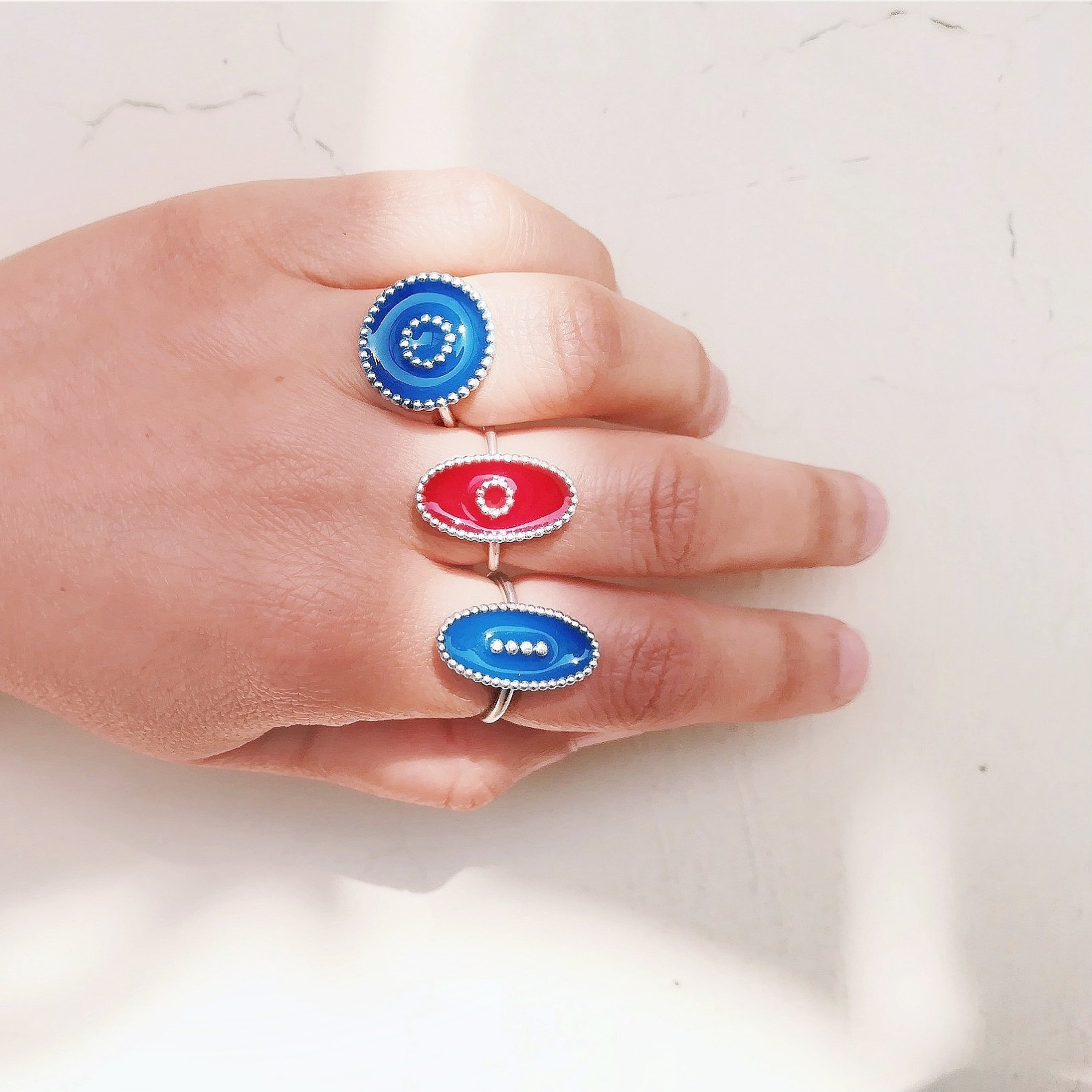 Sterling Silver Cold Enamel Signet Ring Signet Style Hand - Etsy