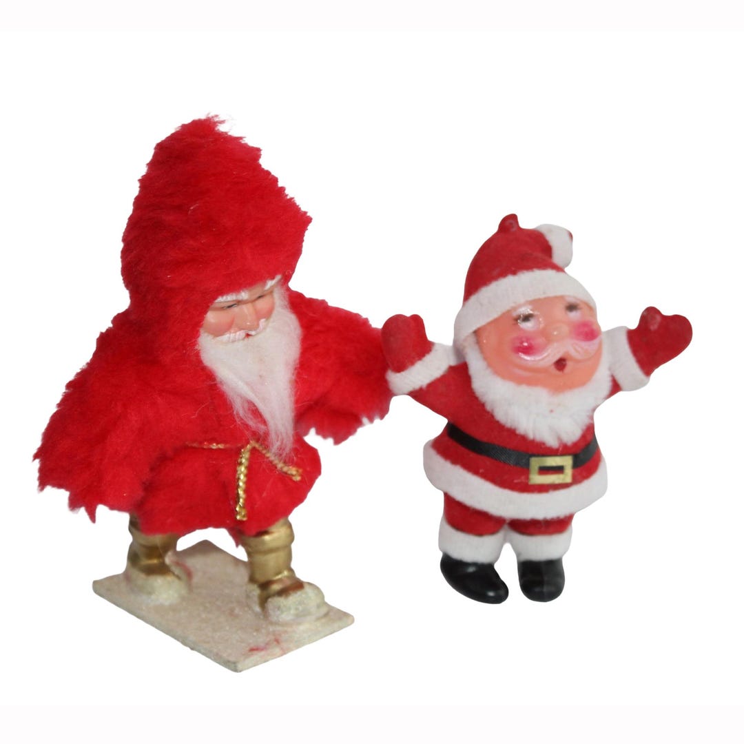 Vintage Father Christmas Decorations. X 2 Father Christmas Ornaments ...