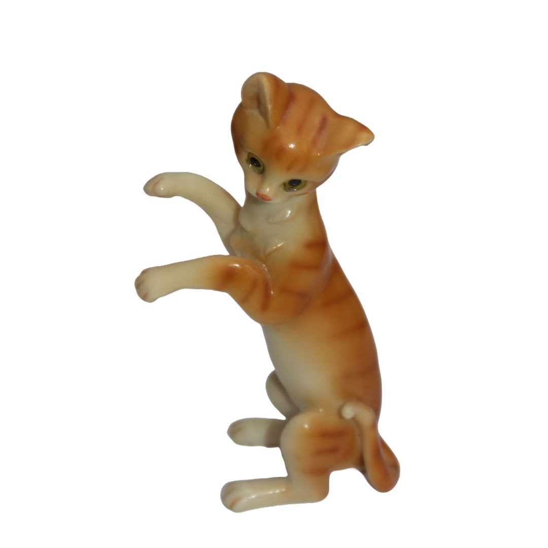Vintage Cast Resin Ginger Cat. Long Neck Cat Figure Cecil Boyd 1980's ...