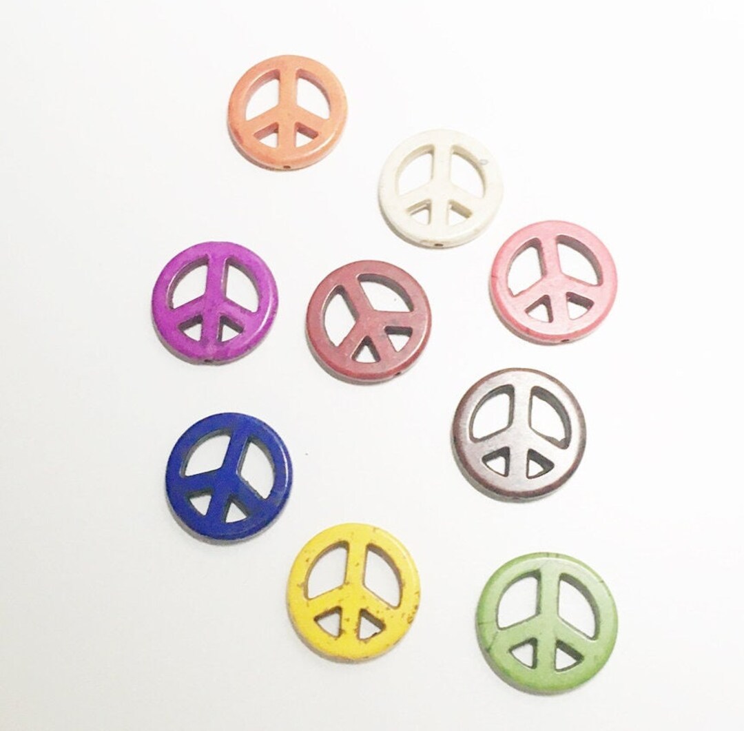 15 Colorful Peace Sign Peace Sign Beads Pendants 24 Mm in - Etsy