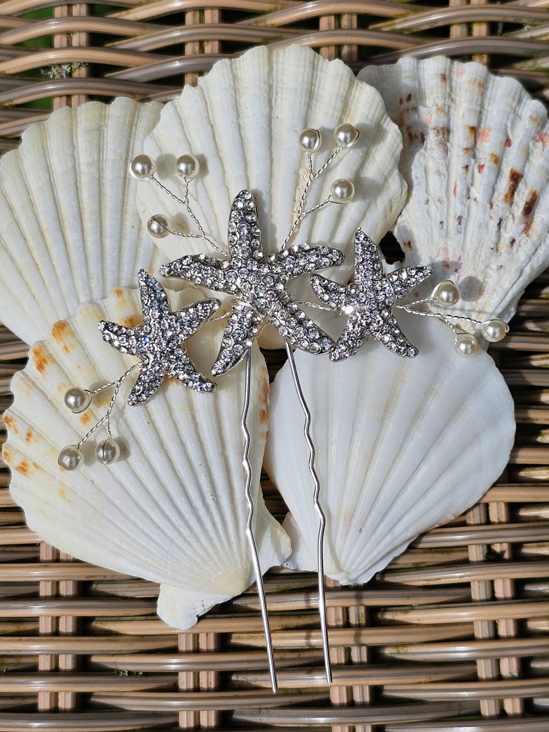 Silver Diamante Starfish Bridal Hair Pin Wedding Beach Wedding - Etsy