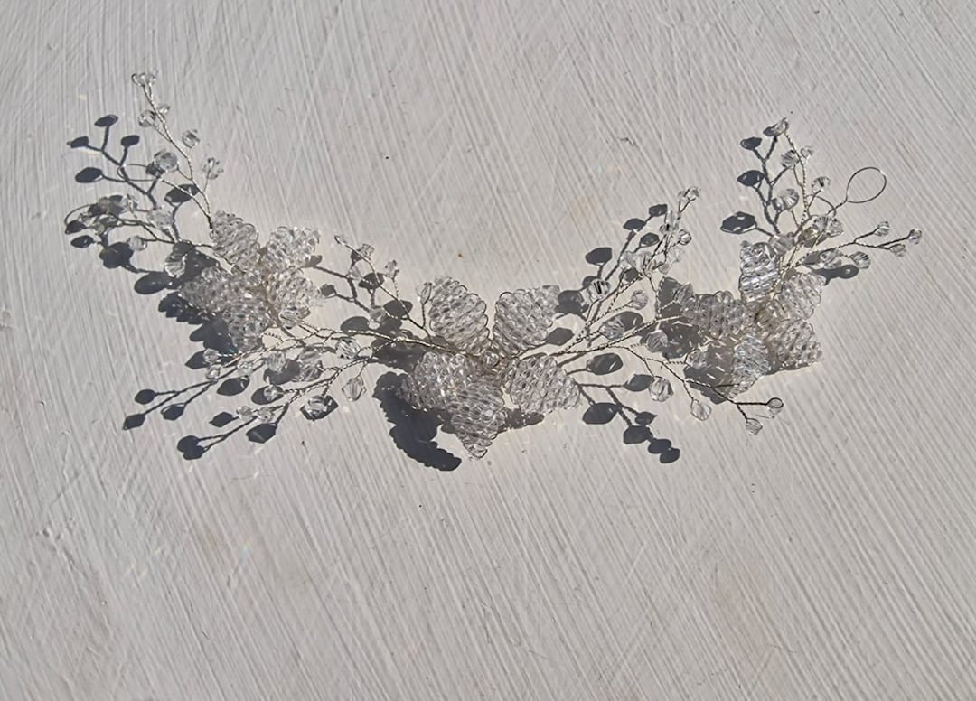 Crystal Flower Cluster Hair Vine Bride Wedding - Etsy