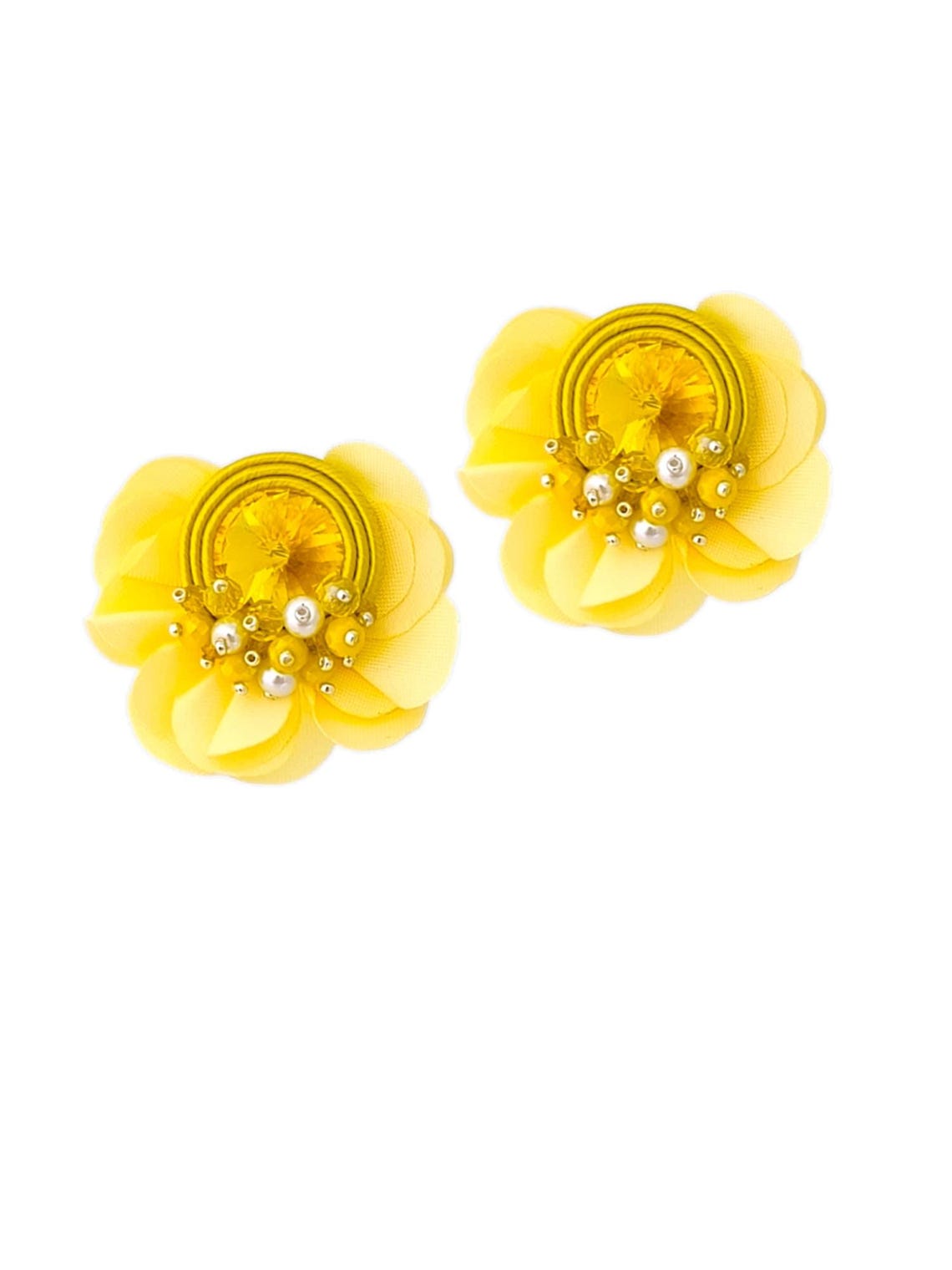 Handmade Soutache Floral Earrings, Crystal Pearl Elegant Jewelry - Etsy