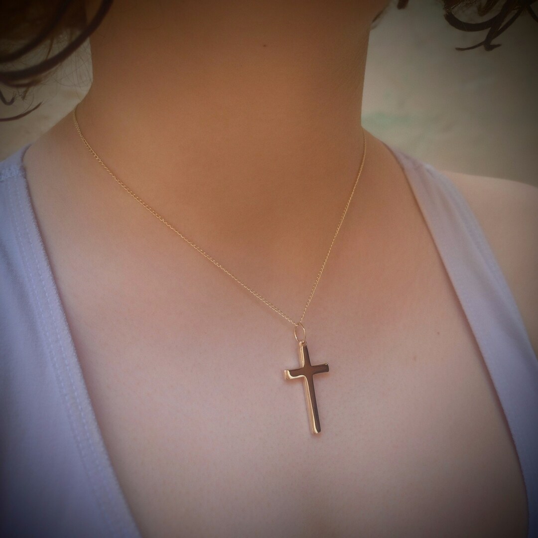 Gold Latin Cross Pendant Necklace, Religious Gifts for Women - Etsy