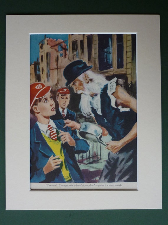 Vintage 1957 Print Schoolboys & Vagrant Tramp | Etsy